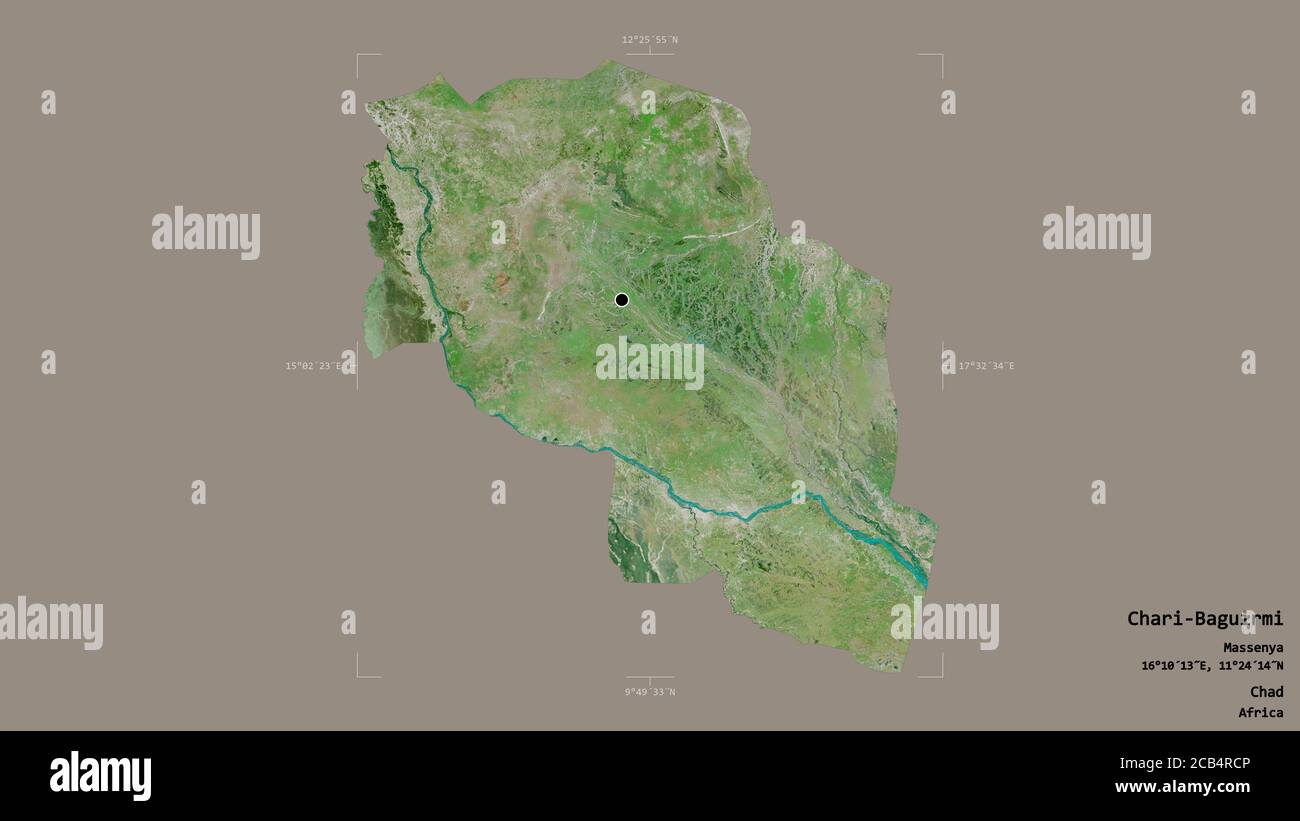 Area of Chari-Baguirmi, region of Chad, isolated on a solid background ...