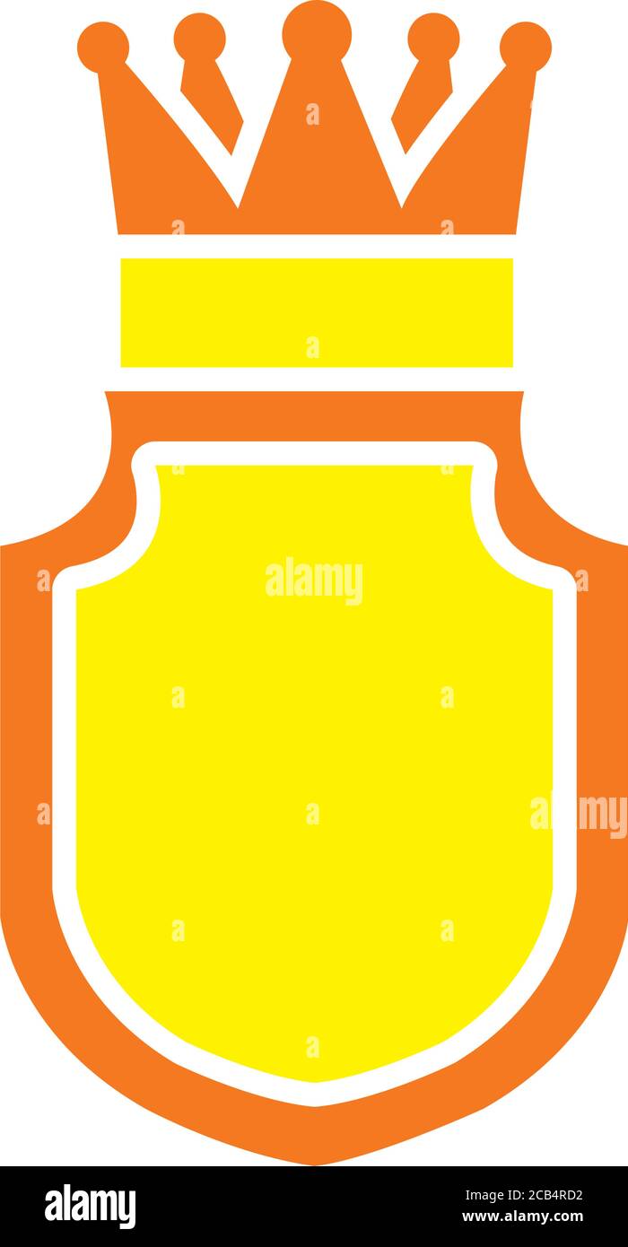 decorative shield with crown icon over white background, flat style ...