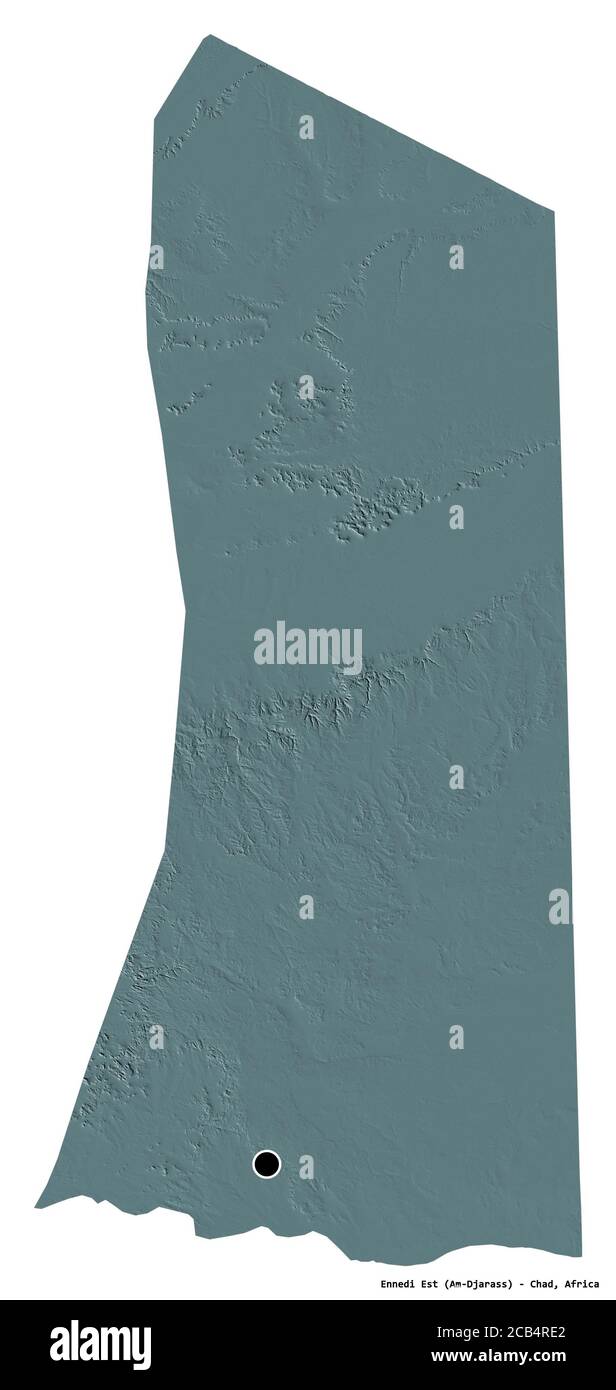 Shape of Ennedi Est, region of Chad, with its capital isolated on white ...