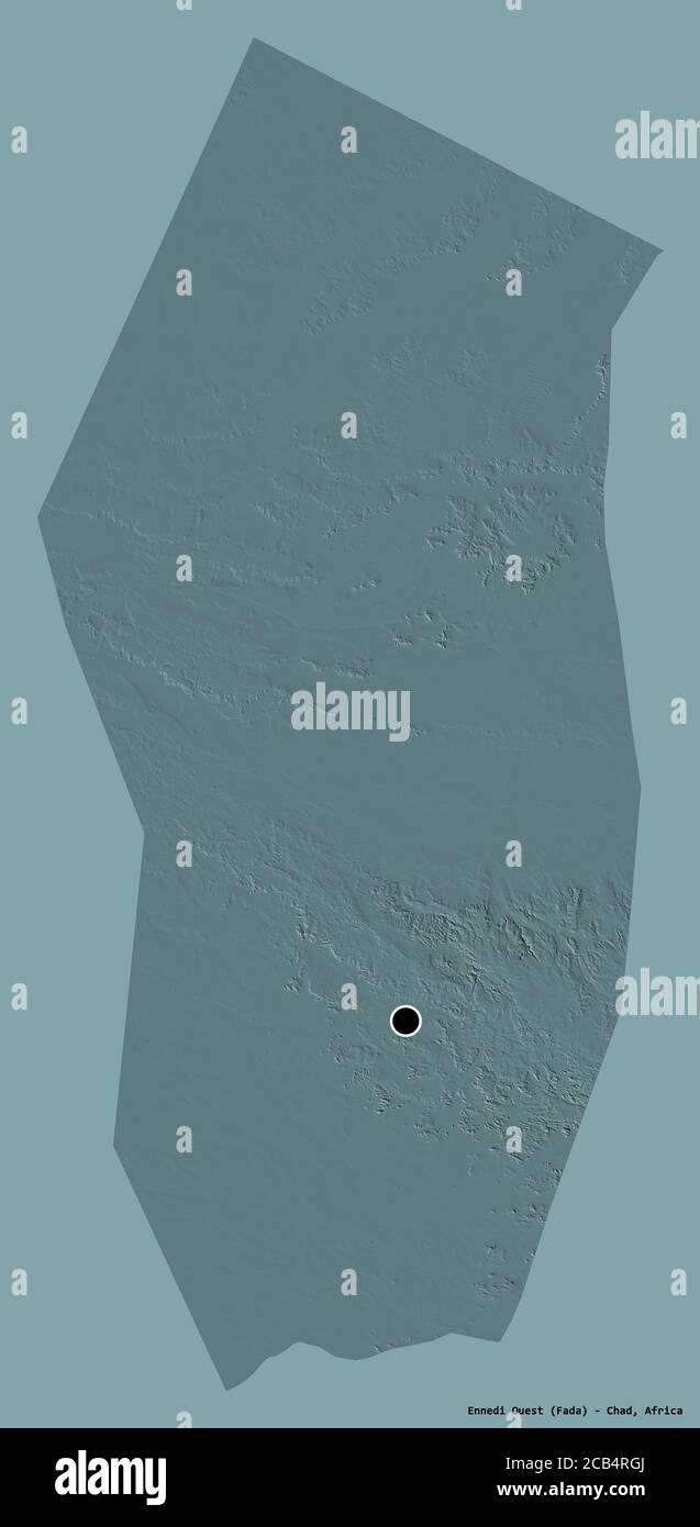 Shape of Ennedi Ouest, region of Chad, with its capital isolated on a ...