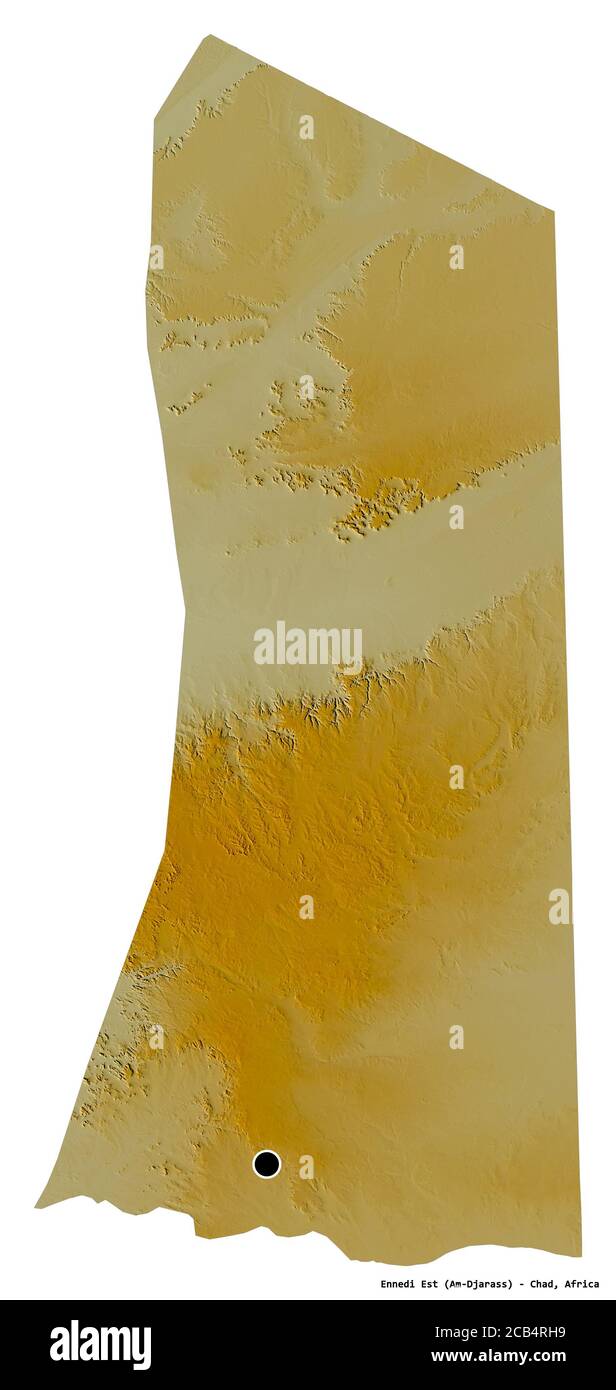 Shape of Ennedi Est, region of Chad, with its capital isolated on white ...