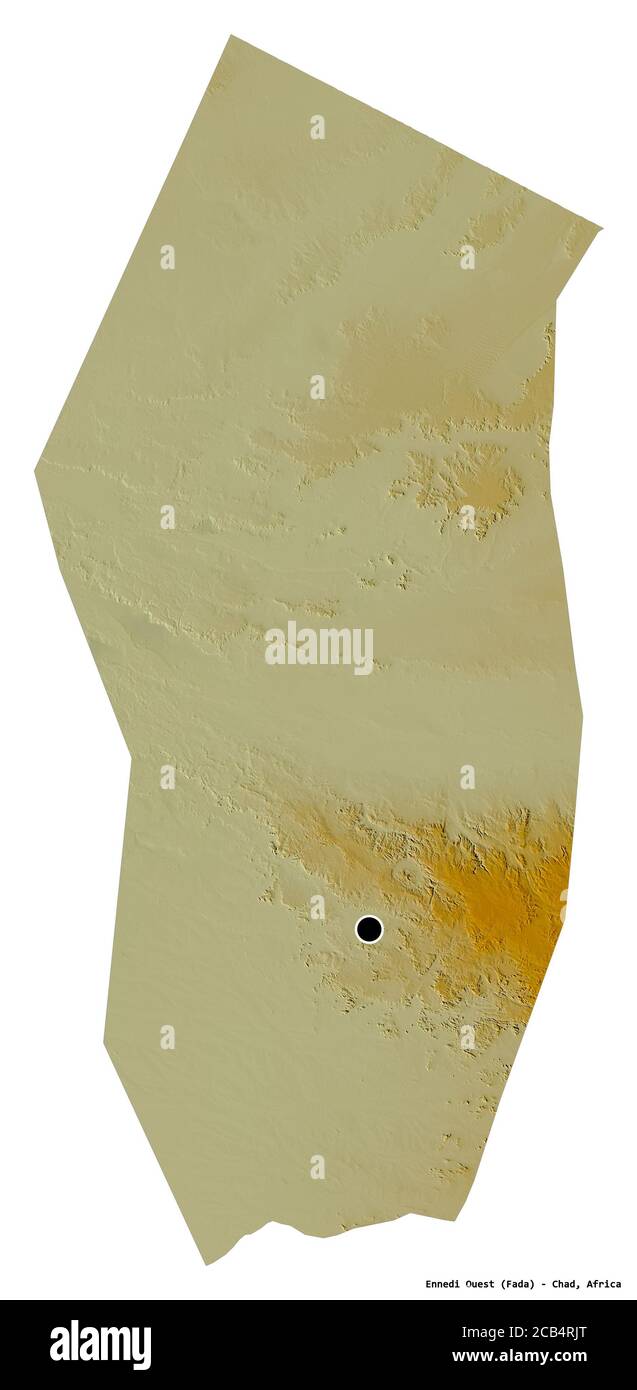 Shape of Ennedi Ouest, region of Chad, with its capital isolated on ...