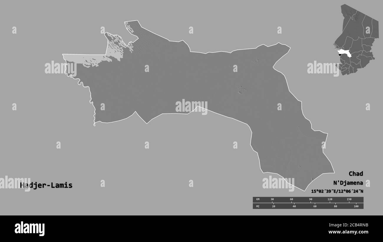 Shape of Hadjer-Lamis, region of Chad, with its capital isolated on ...