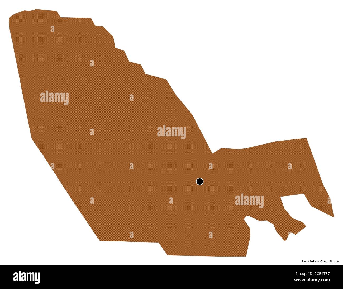 Shape of Lac, region of Chad, with its capital isolated on white ...