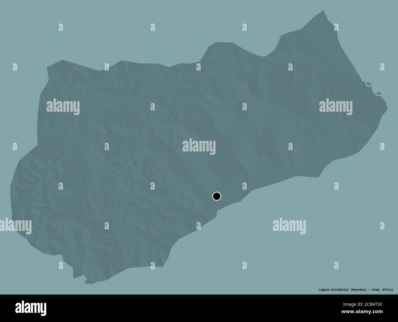 Shape of Logone Occidental, region of Chad, with its capital isolated ...
