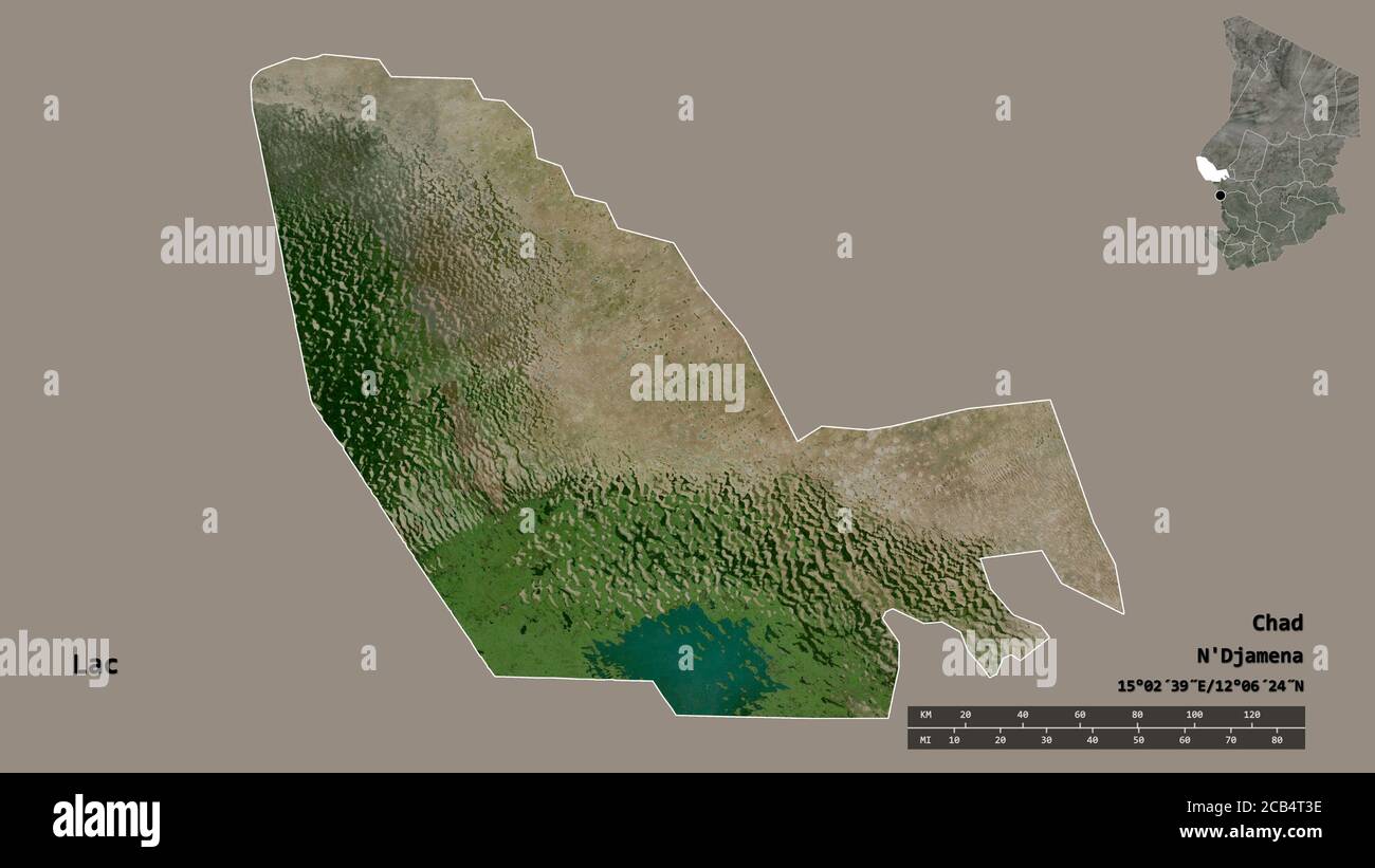 Shape of Lac, region of Chad, with its capital isolated on solid ...