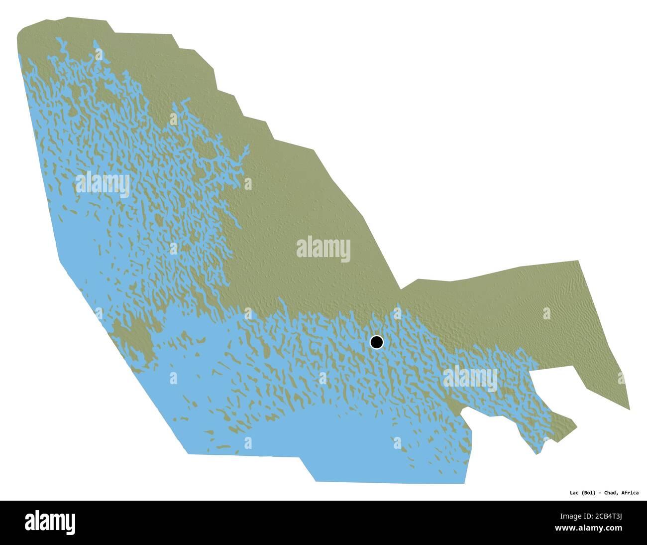 Shape of Lac, region of Chad, with its capital isolated on white ...