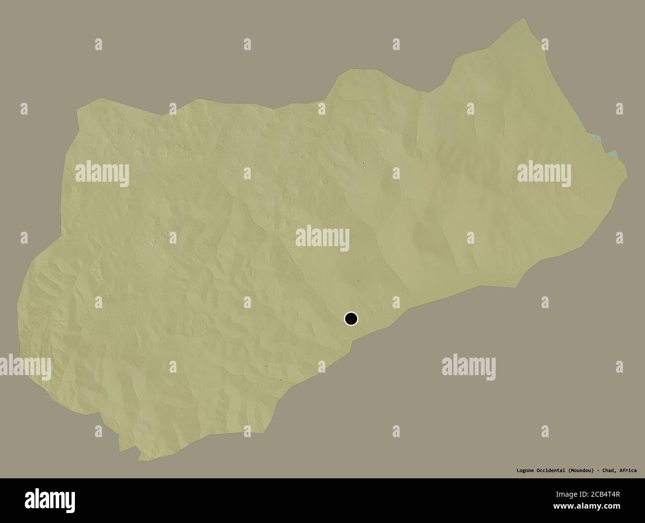 Shape of Logone Occidental, region of Chad, with its capital isolated ...