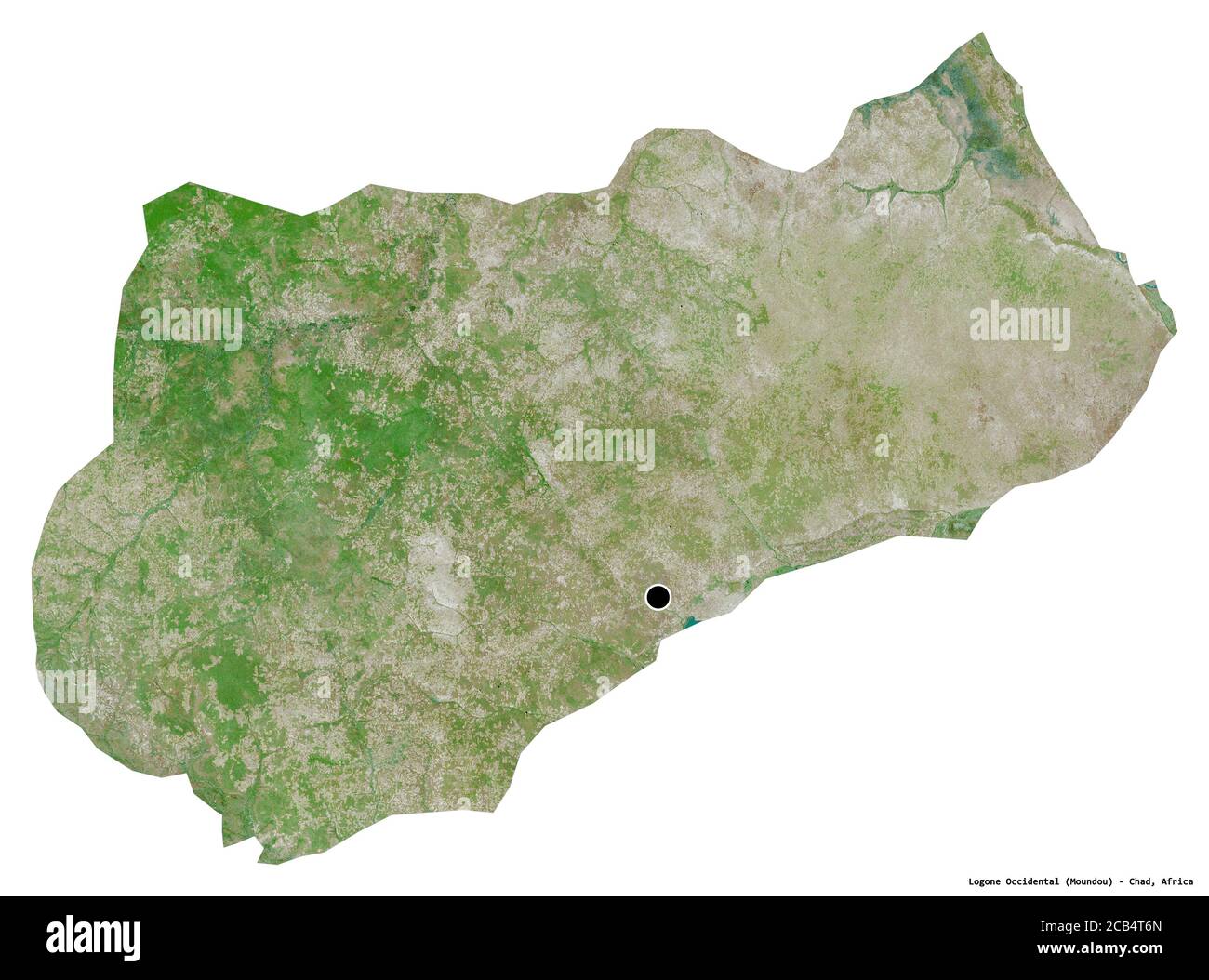 Shape of Logone Occidental, region of Chad, with its capital isolated ...