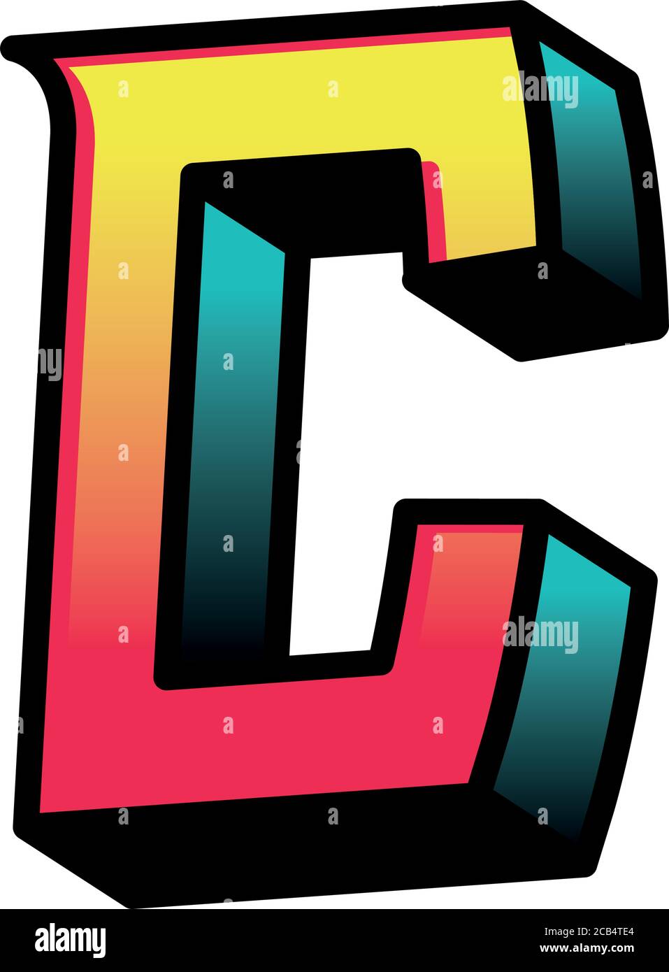 3d c letter design, lettering typography retro and comic theme Vector ...