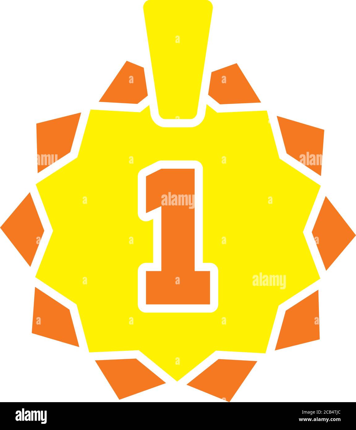 medal with number one icon over white background, flat style, vector ...