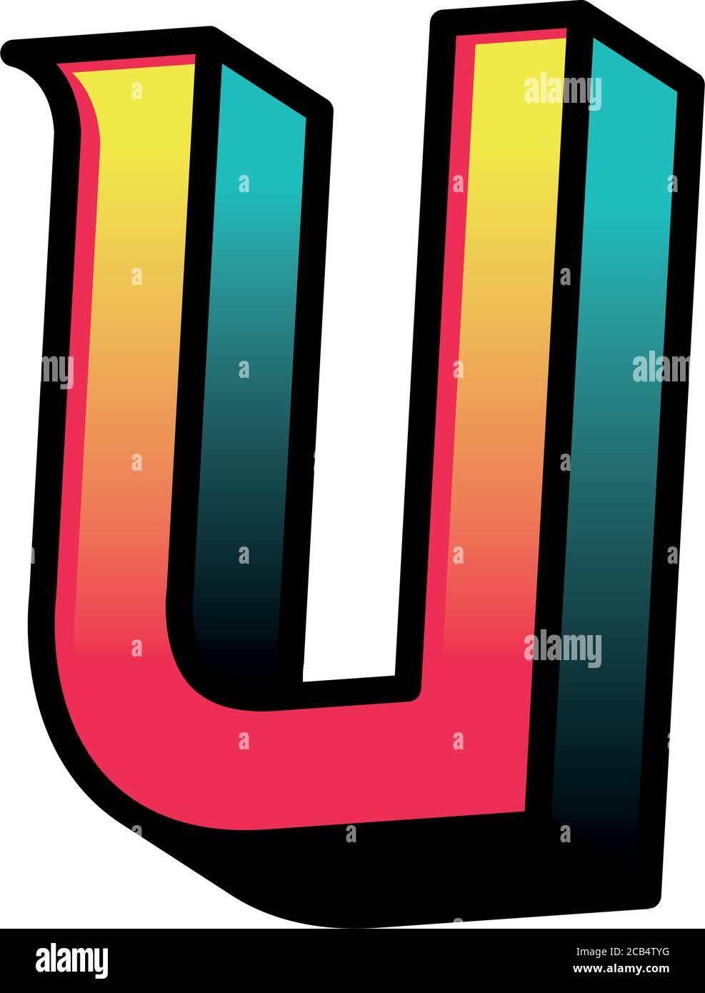 3d u letter design, lettering typography retro and comic theme Vector ...