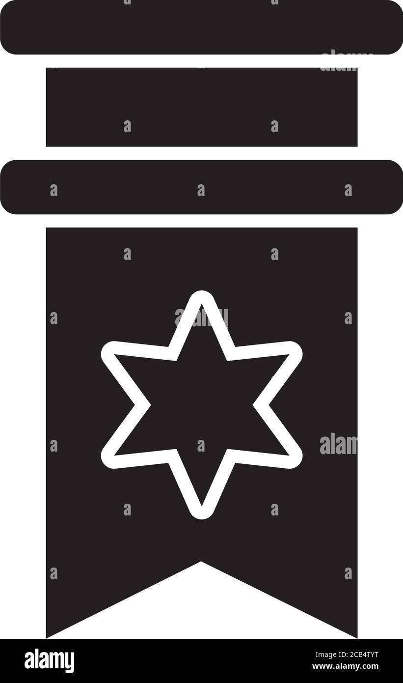 badge with star icon over white background, silhouette style, vector ...