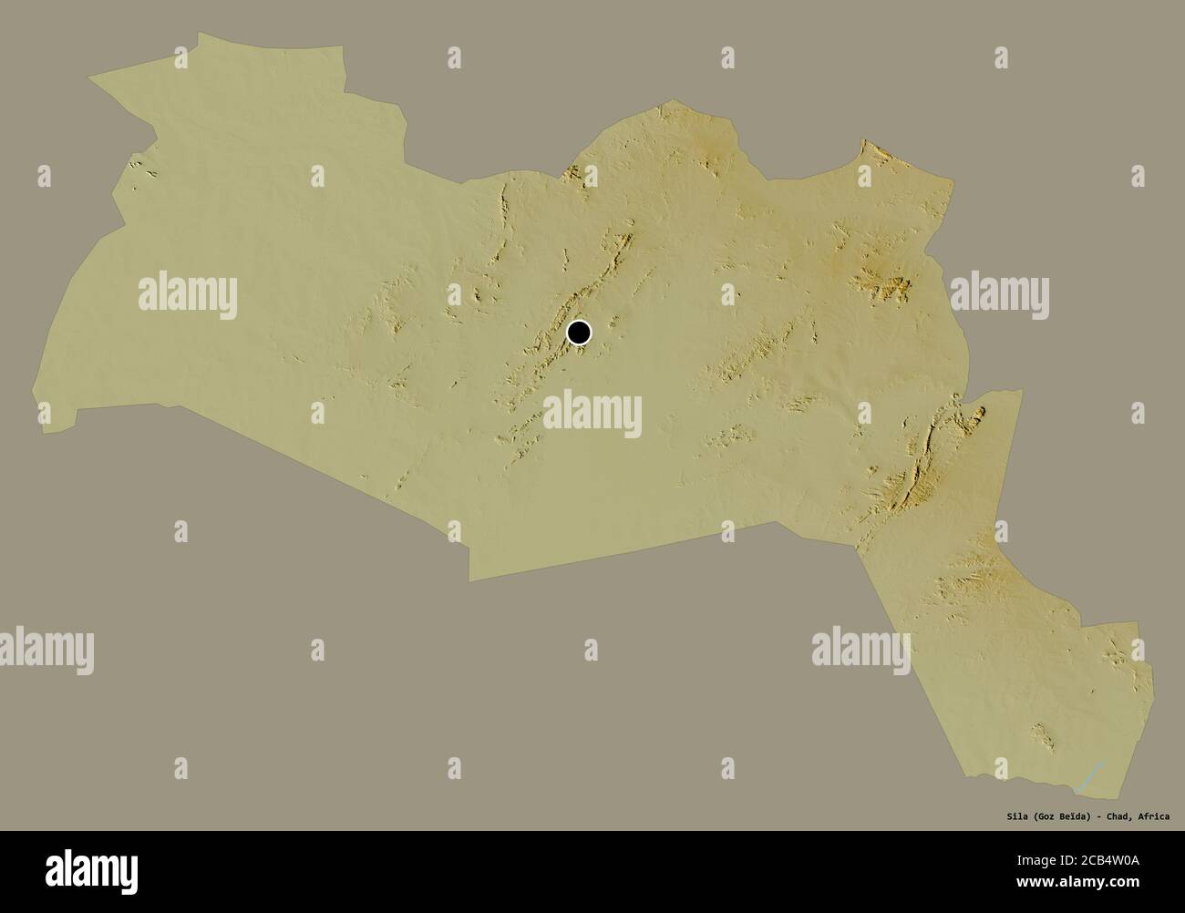 Shape of Sila, region of Chad, with its capital isolated on a solid ...