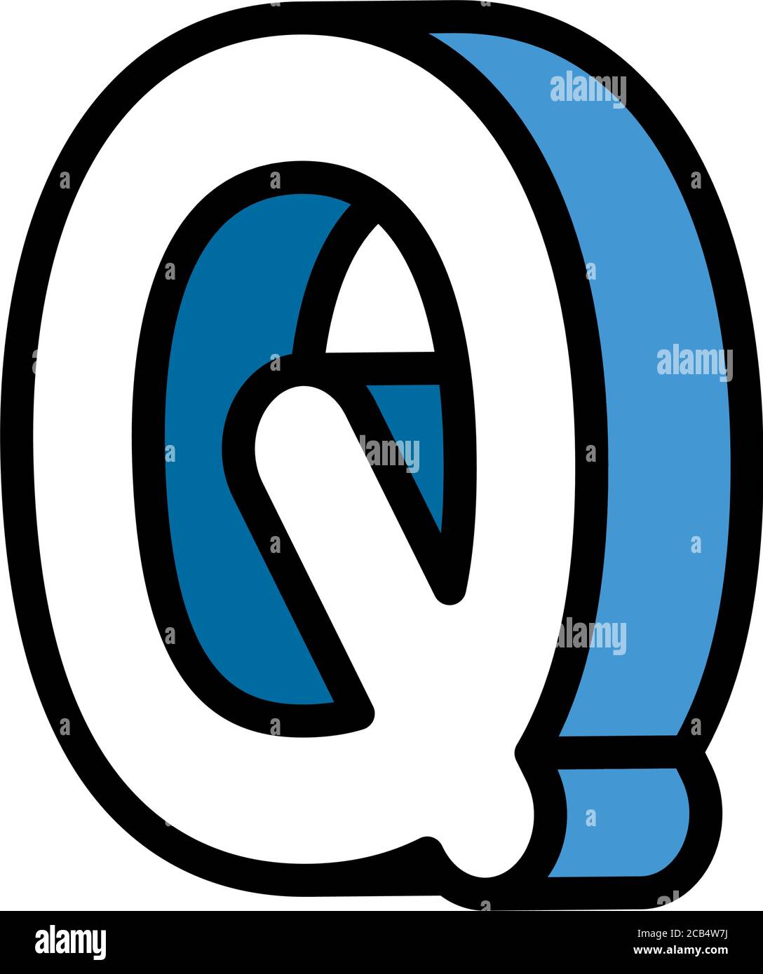 3d q letter design, lettering typography retro and comic theme Vector ...