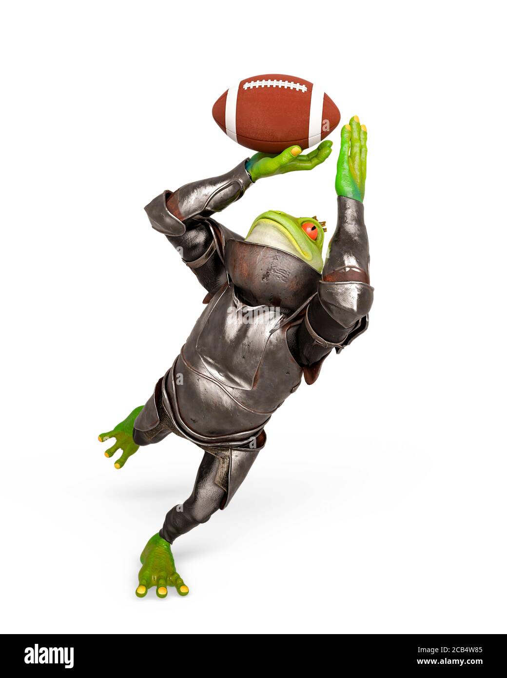 lord frog is playing american football in white background, 3d ...