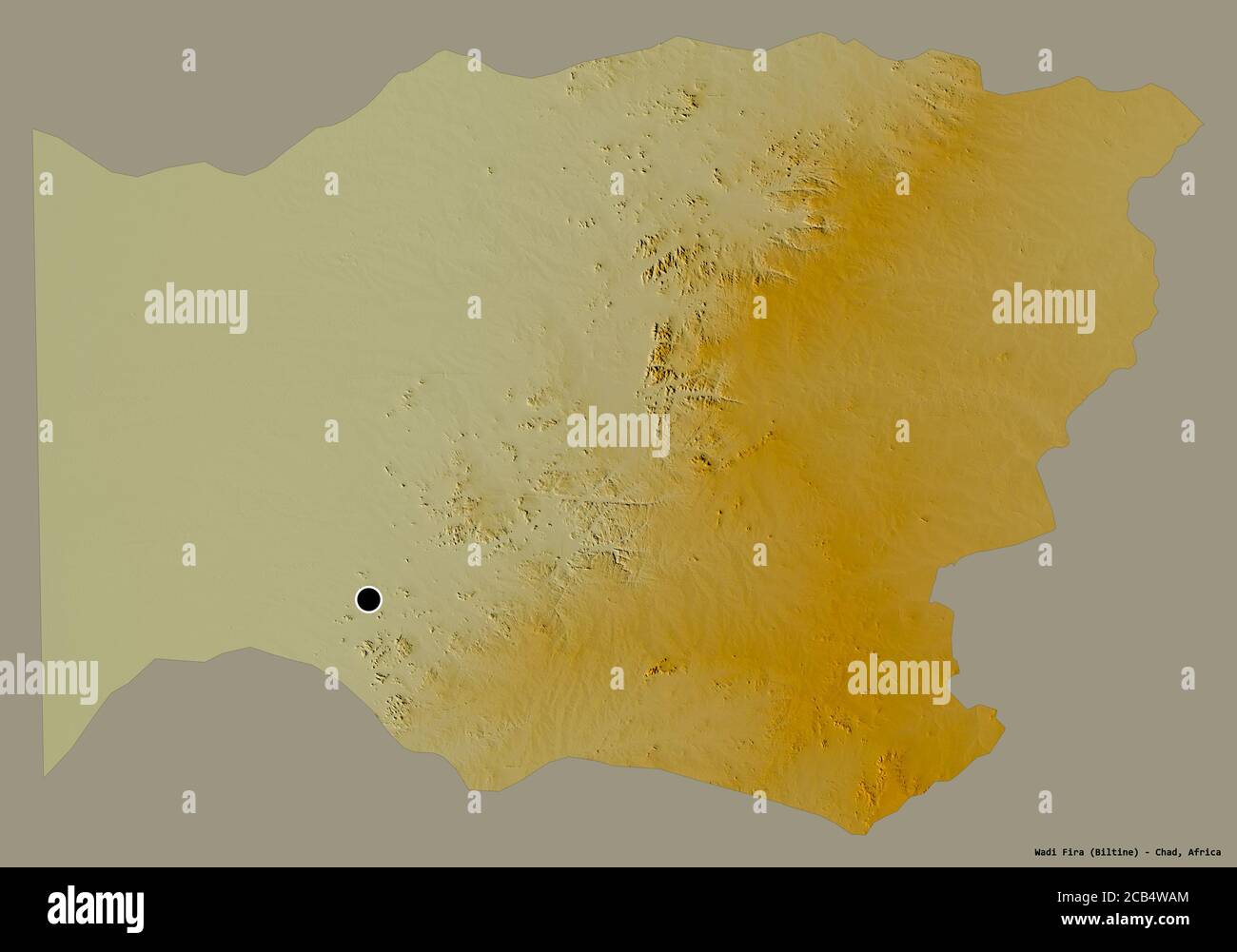 Shape of Wadi Fira, region of Chad, with its capital isolated on a ...