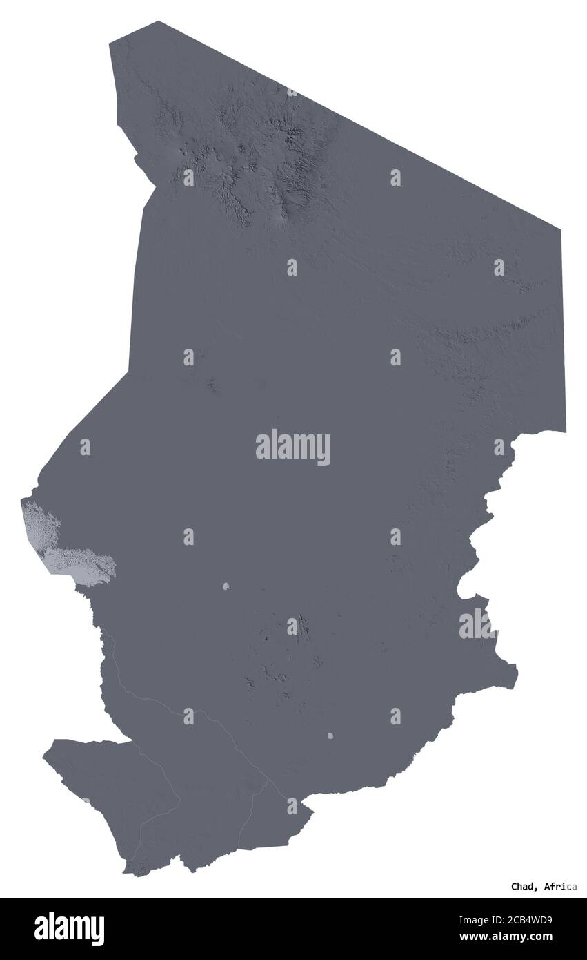 Shape of Chad with its capital isolated on white background. Colored ...
