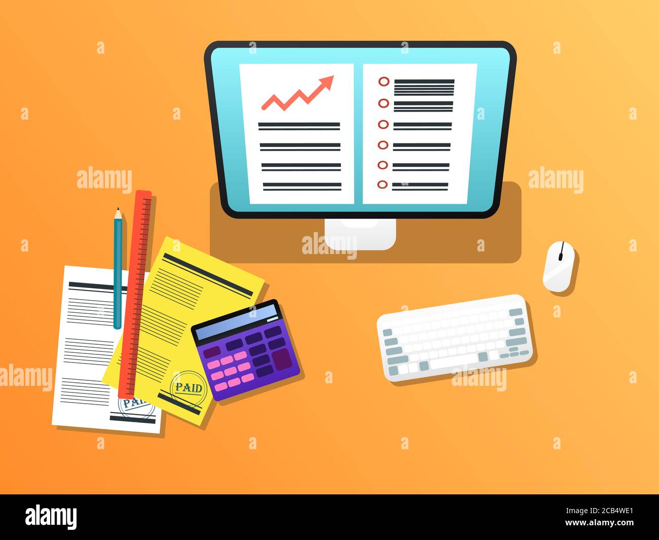Bookkeeping Vector illustration in flat style with copy space Stock ...