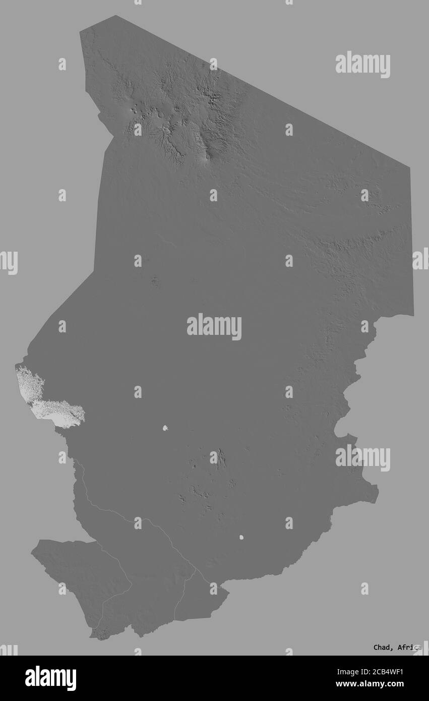 Shape of Chad with its capital isolated on a solid color background ...