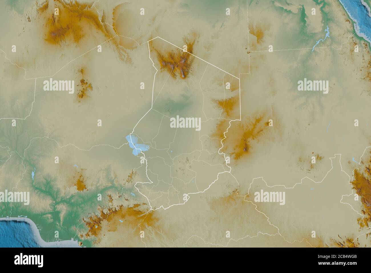 Extended area of Chad with country outline, international and regional ...