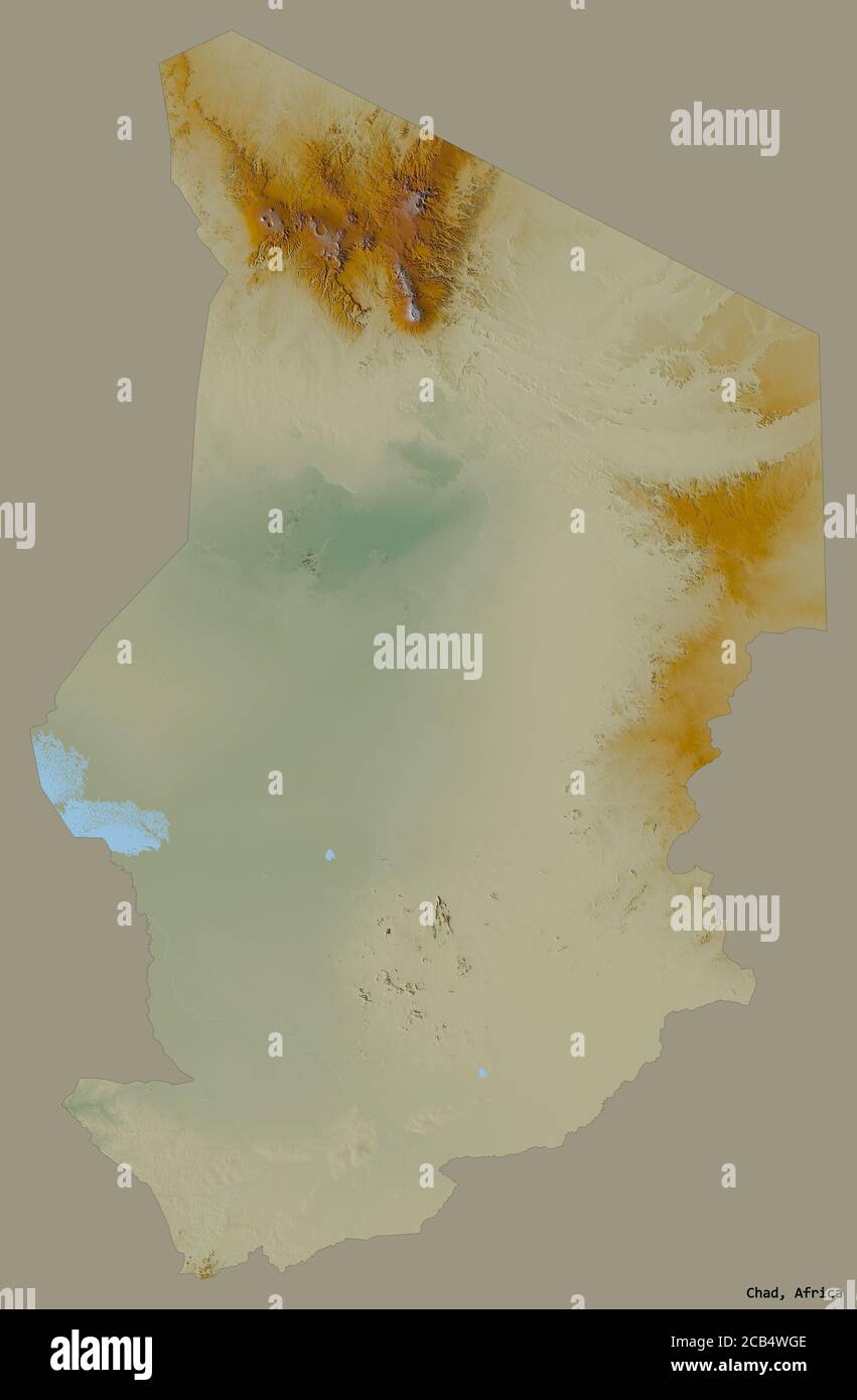 Shape of Chad with its capital isolated on a solid color background ...