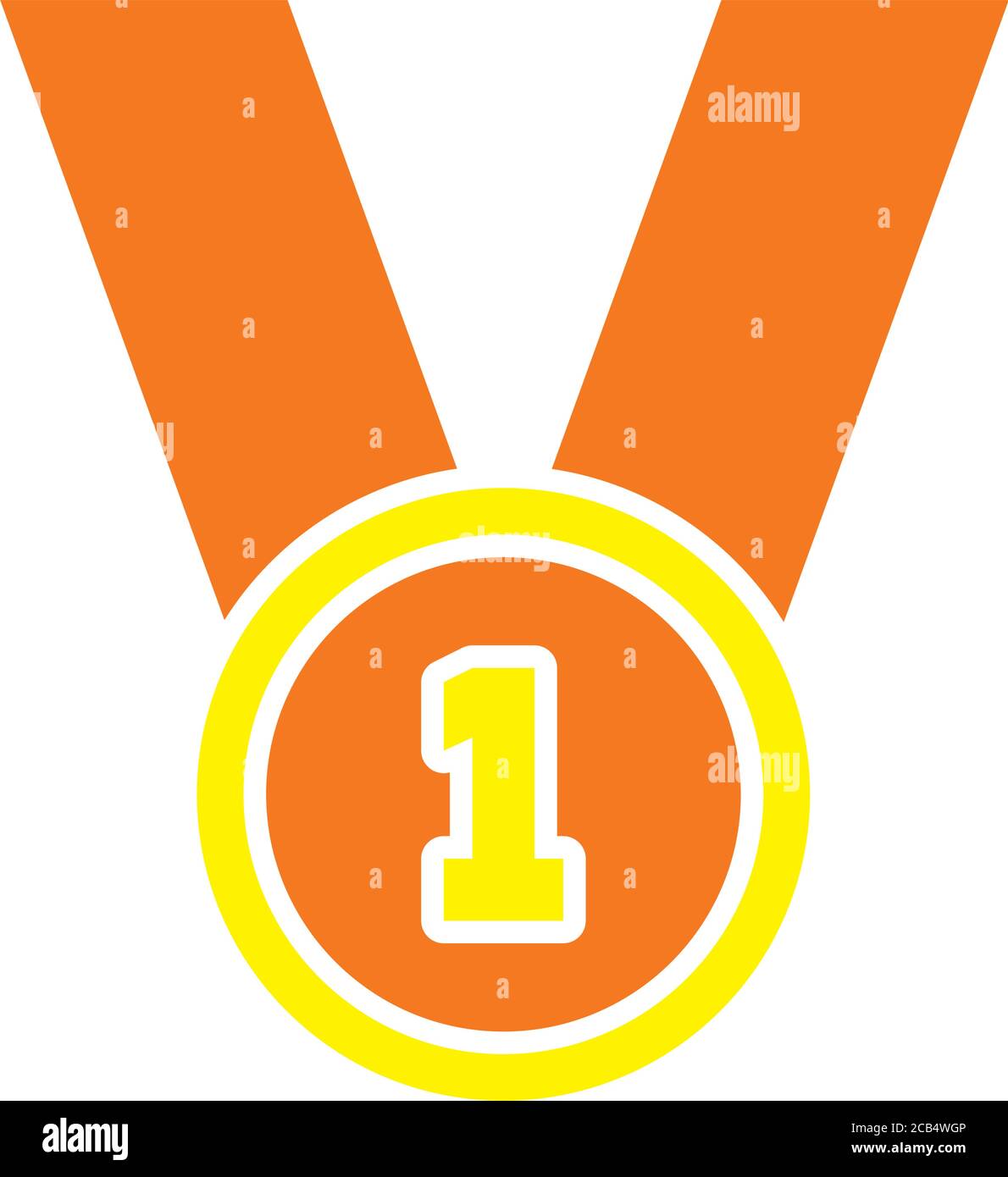 number one medal icon over white background, flat style, vector ...