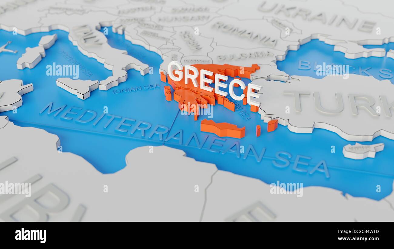 3d render map of greece hi-res stock photography and images - Alamy