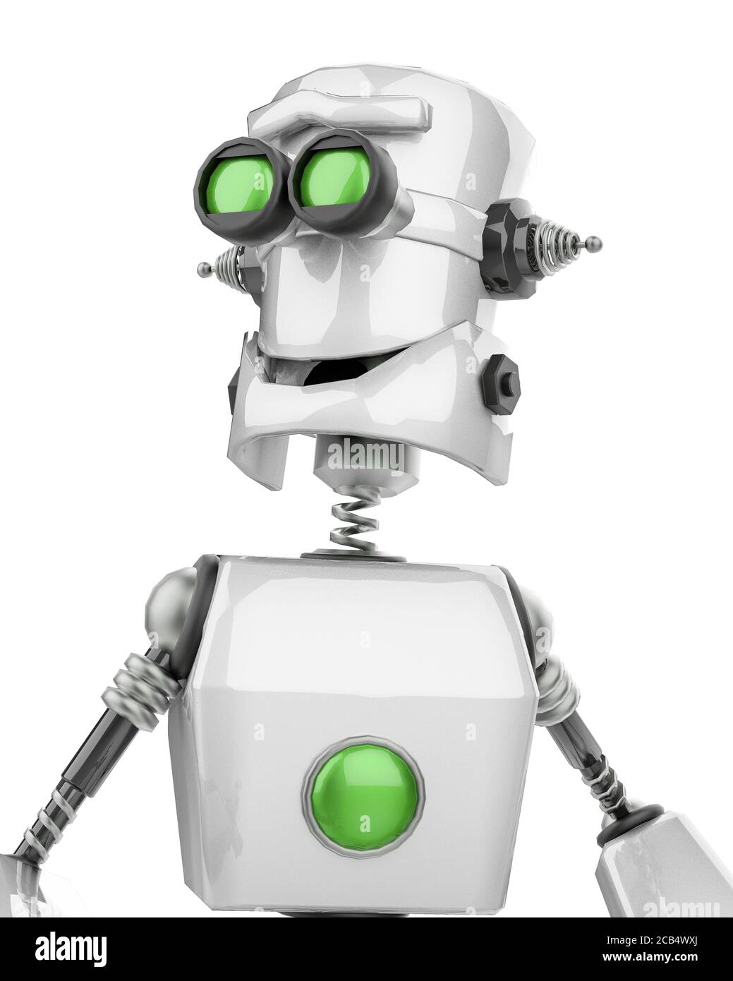 funny robot cartoon smiling potrait in a white background., 3d ...