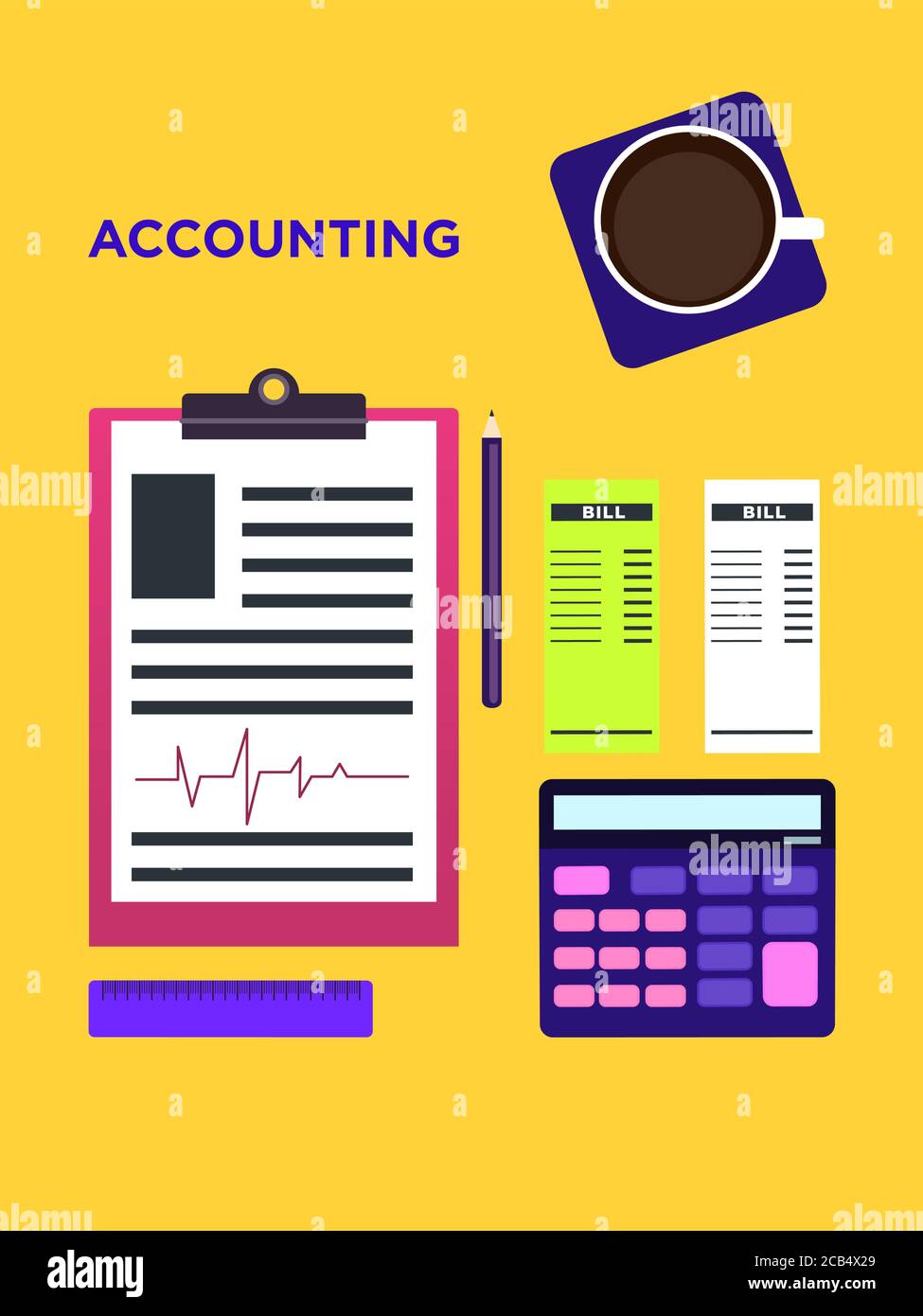 Accounting Top view vector illustration in flat style Stock Vector ...