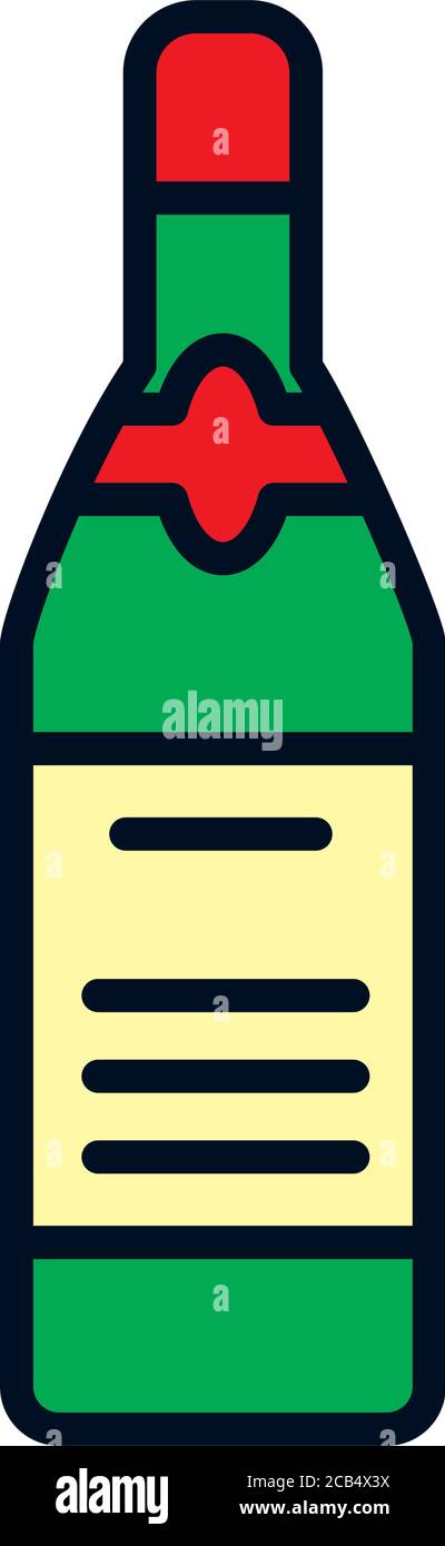 gin bottle icon over white background, line and fill style, vector ...