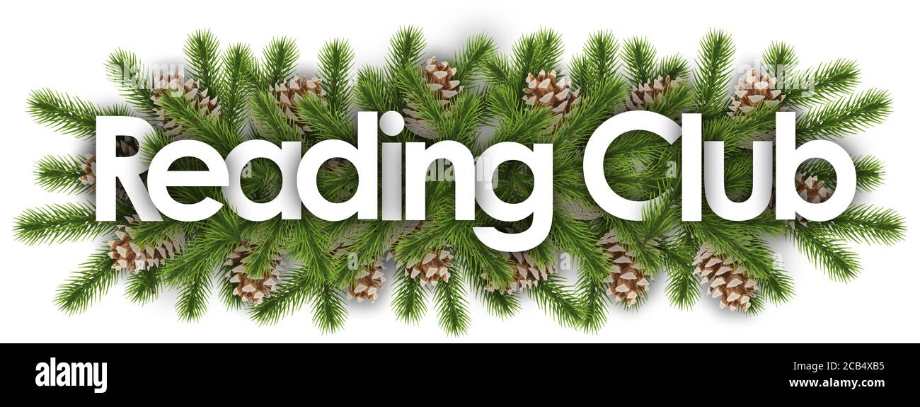 Reading Club in christmas background - pine branchs Stock Photo - Alamy
