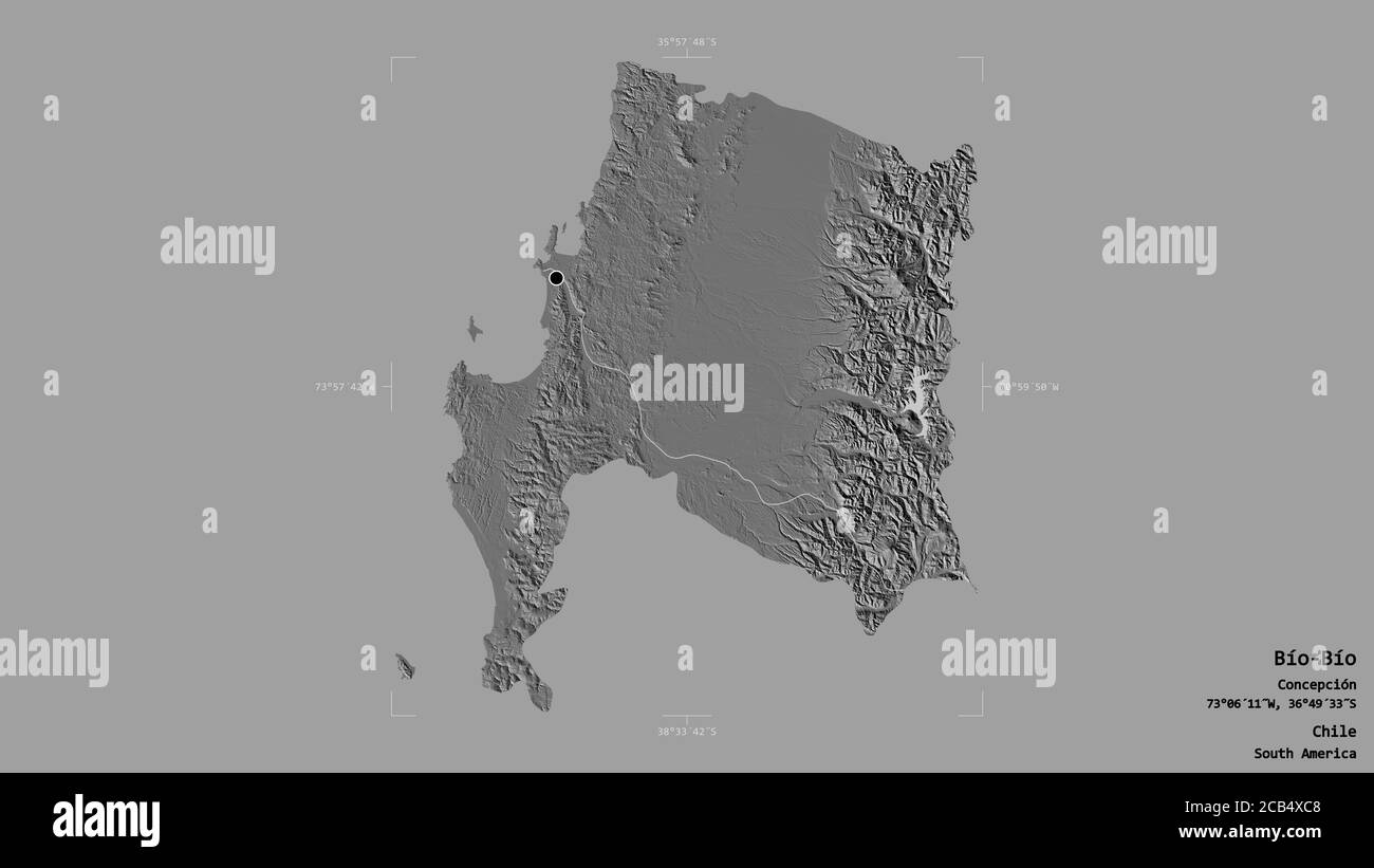 Area of Bío-Bío, region of Chile, isolated on a solid background in a ...