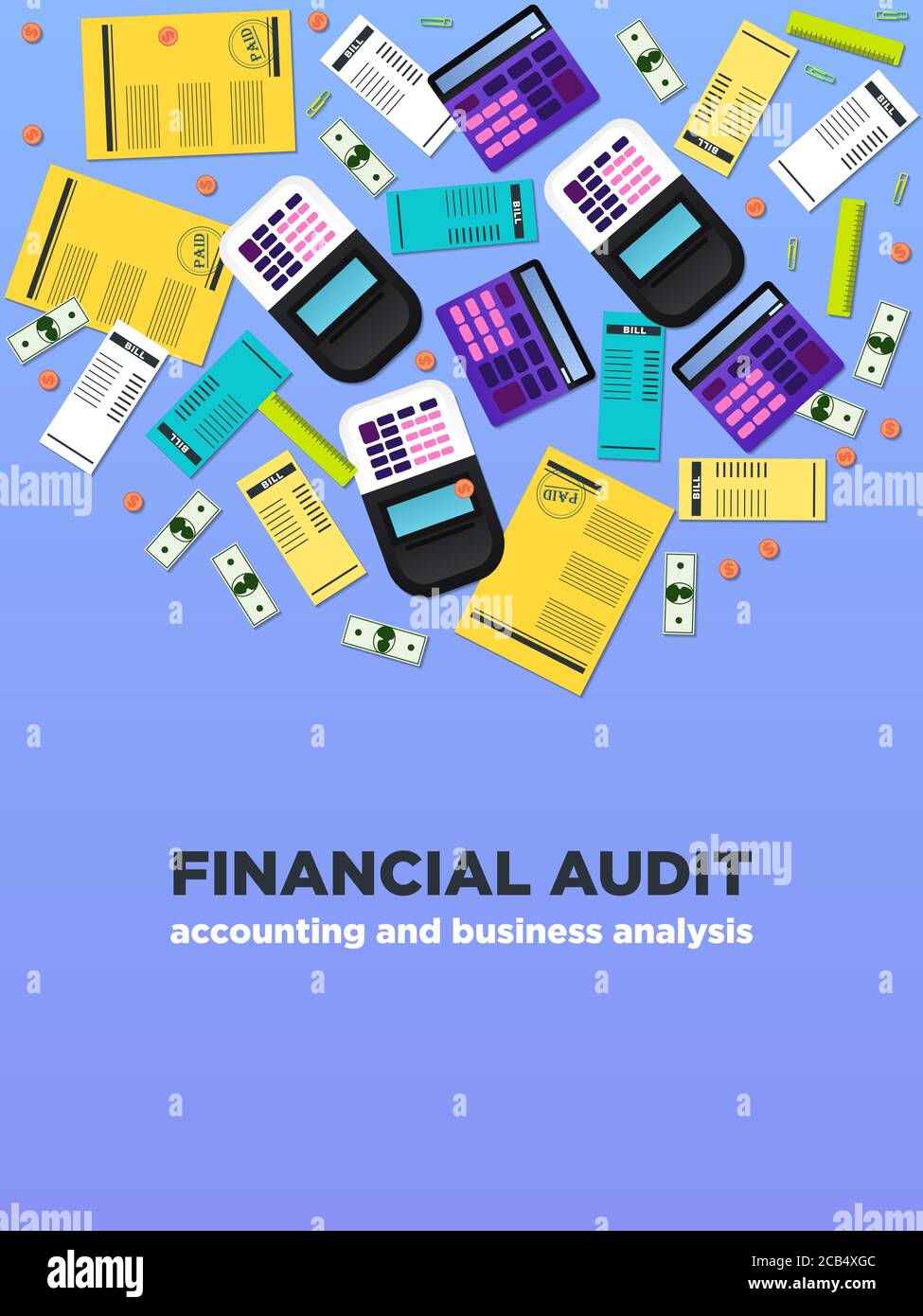 Audit Vector poster with copy space in flat style Stock Vector Image ...