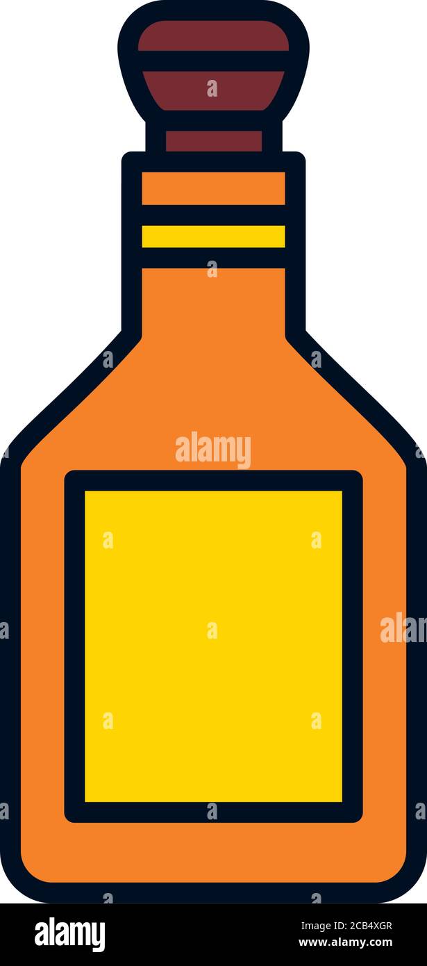 bottle of brandy icon over white background, line and fill style ...