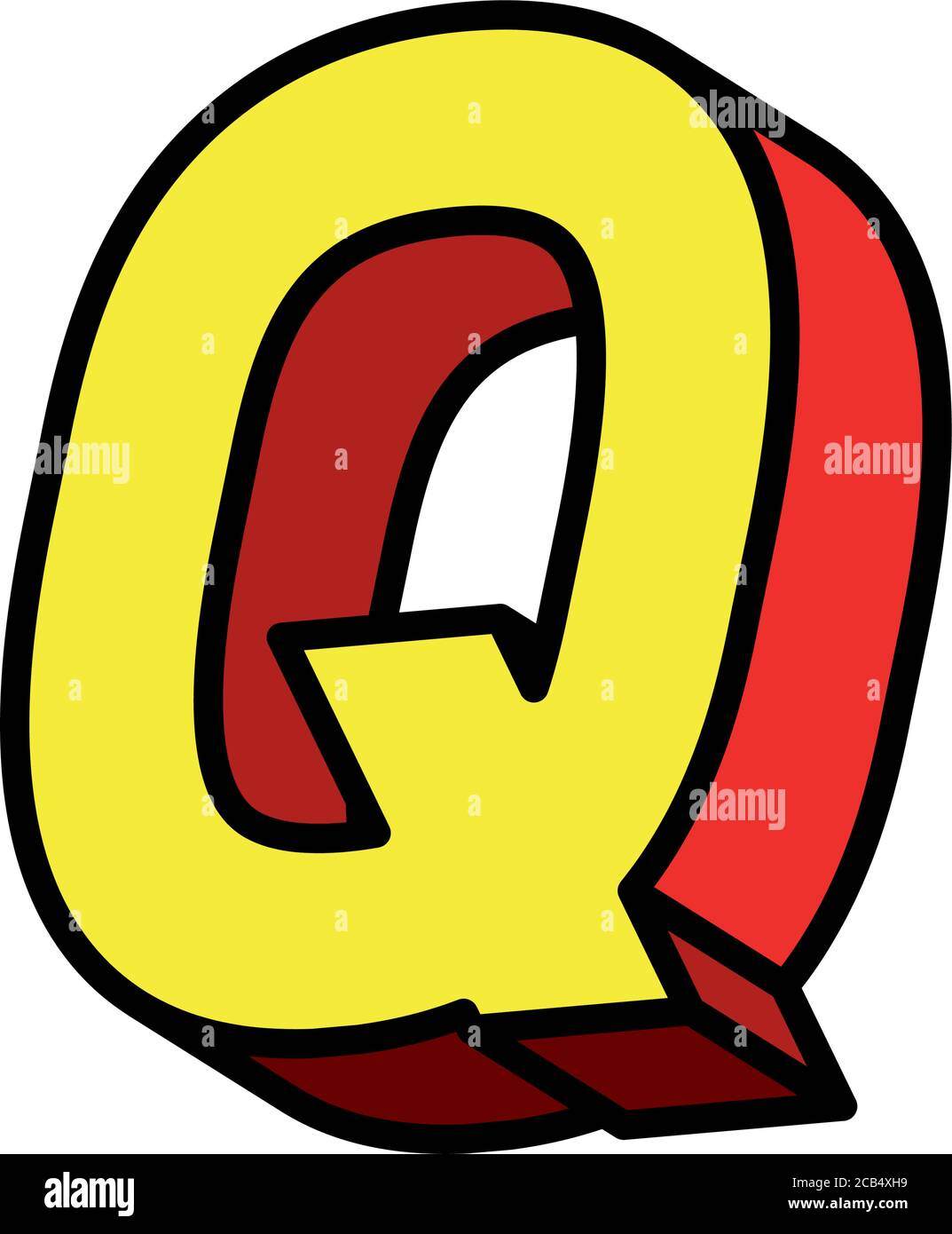 3d q letter design, lettering typography retro and comic theme Vector ...