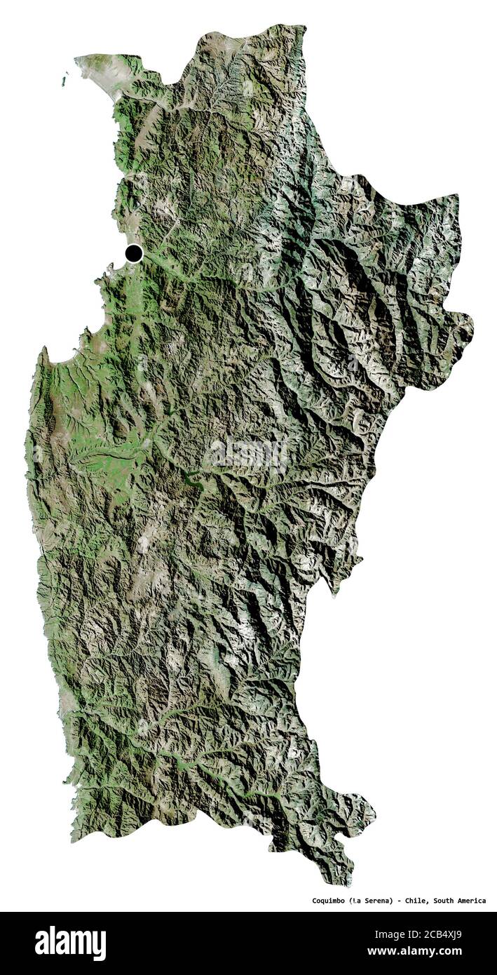 Shape of Coquimbo, region of Chile, with its capital isolated on white ...