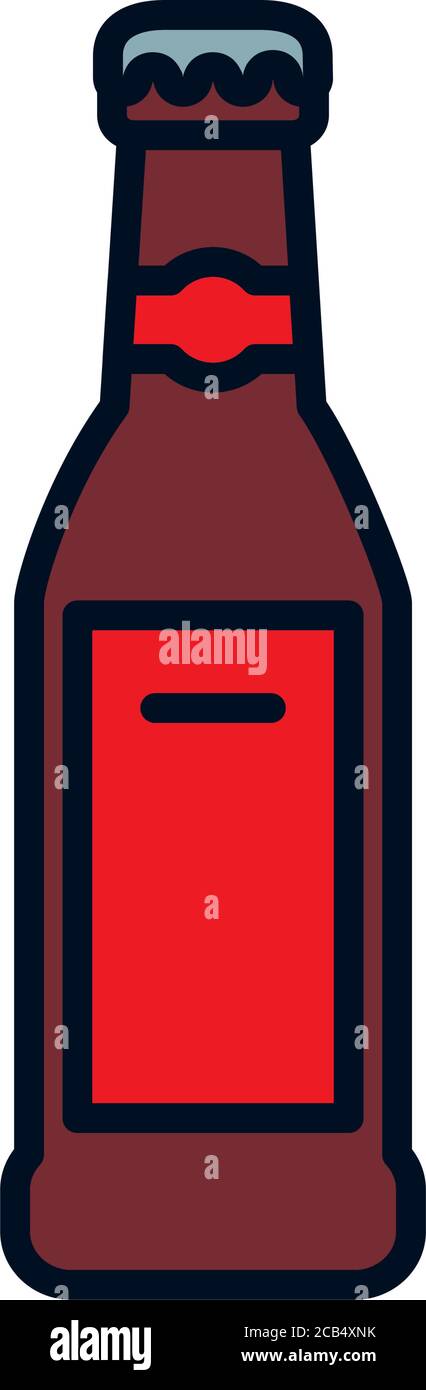 beer bottle icon over white background, line and fill style, vector ...