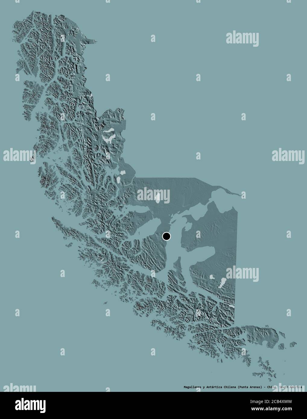 Shape of Magallanes y Antártica Chilena, region of Chile, with its ...