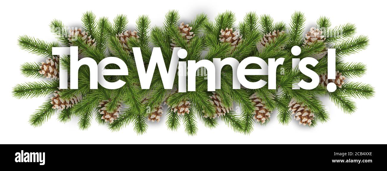 the winner is in christmas background - pine branchs Stock Photo - Alamy