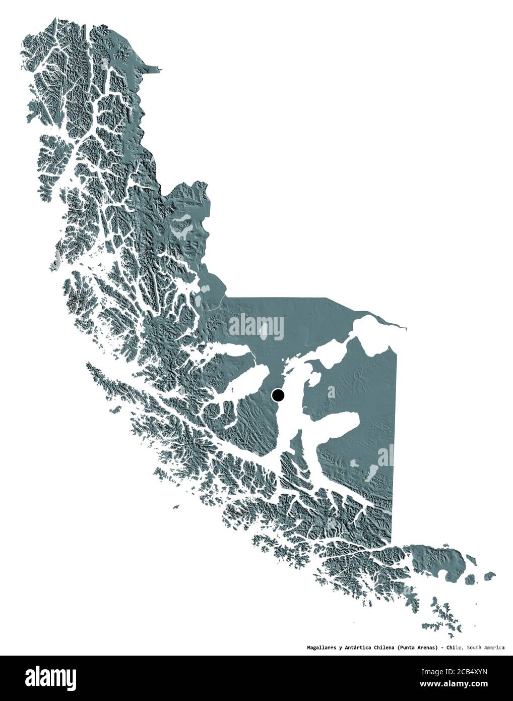 Shape of Magallanes y Antártica Chilena, region of Chile, with its ...