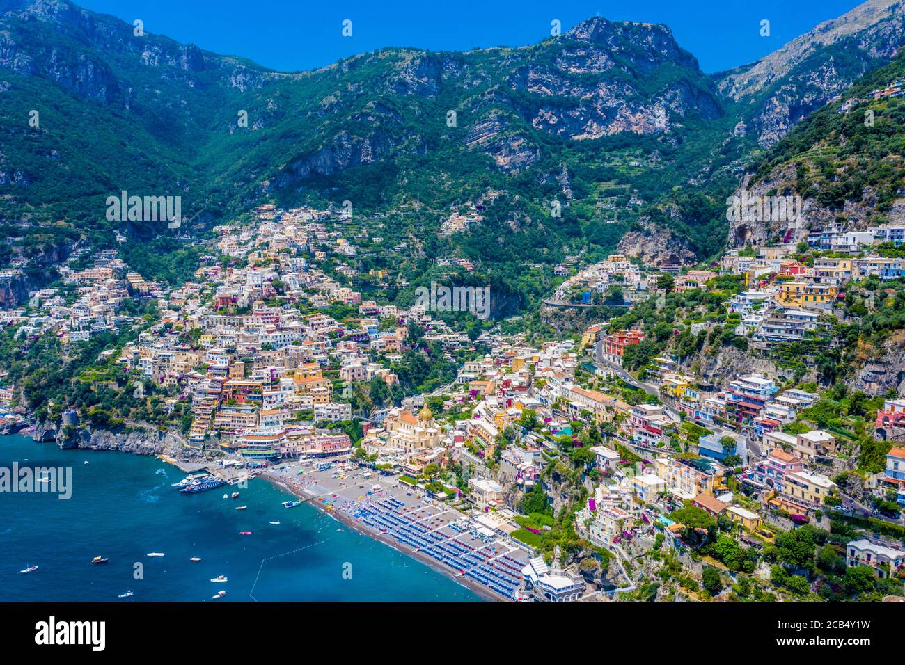 Aerial view of Positano on Italy's Amalfi Coast Stock Photo - Alamy