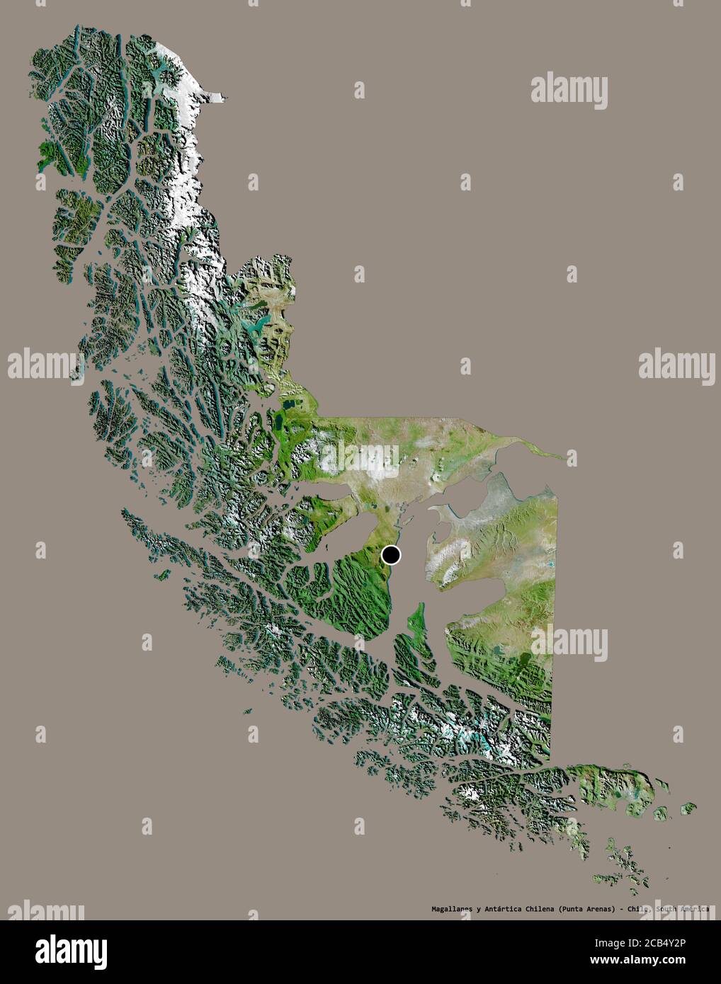 Shape of Magallanes y Antártica Chilena, region of Chile, with its ...