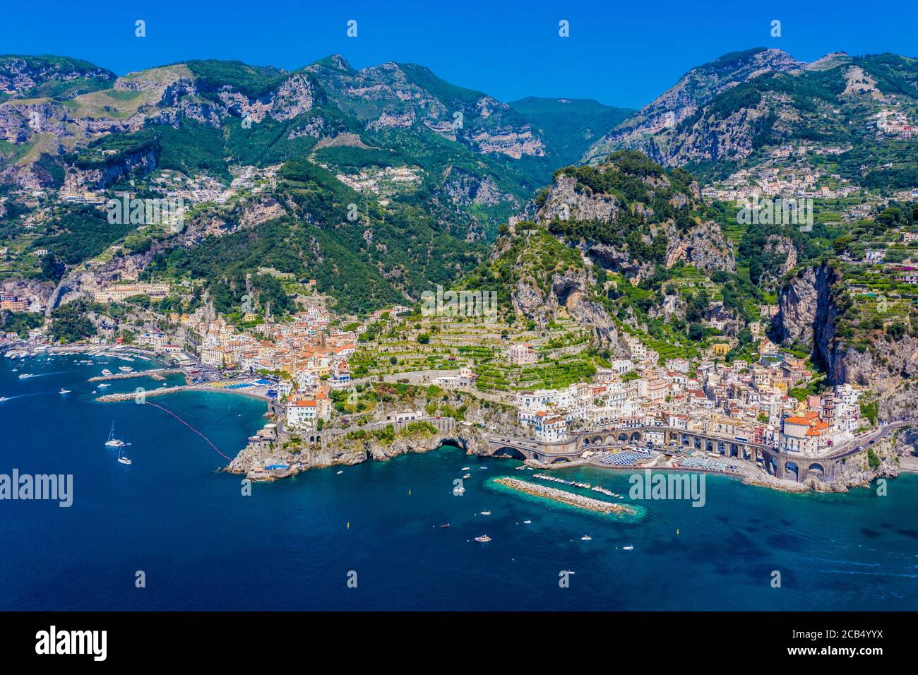 A Tale of Two Cities: Aerial view of Amalfi and Atrani, two towns ...