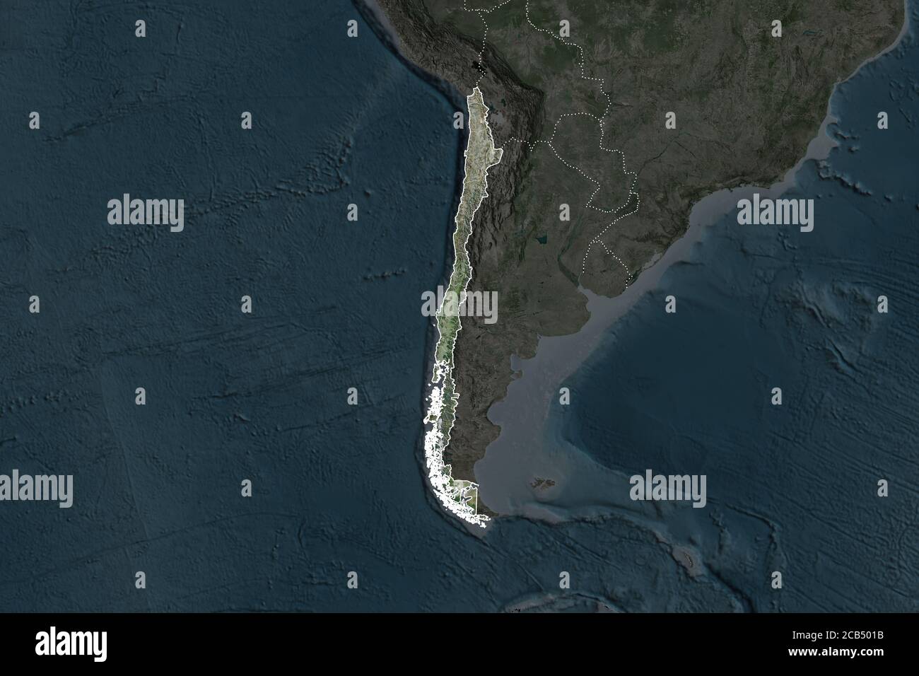 Shape of Chile separated by the desaturation of neighboring areas ...