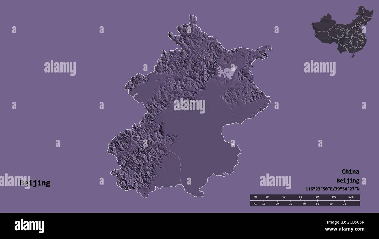 Shape of Beijing, municipality of China, with its capital isolated on ...