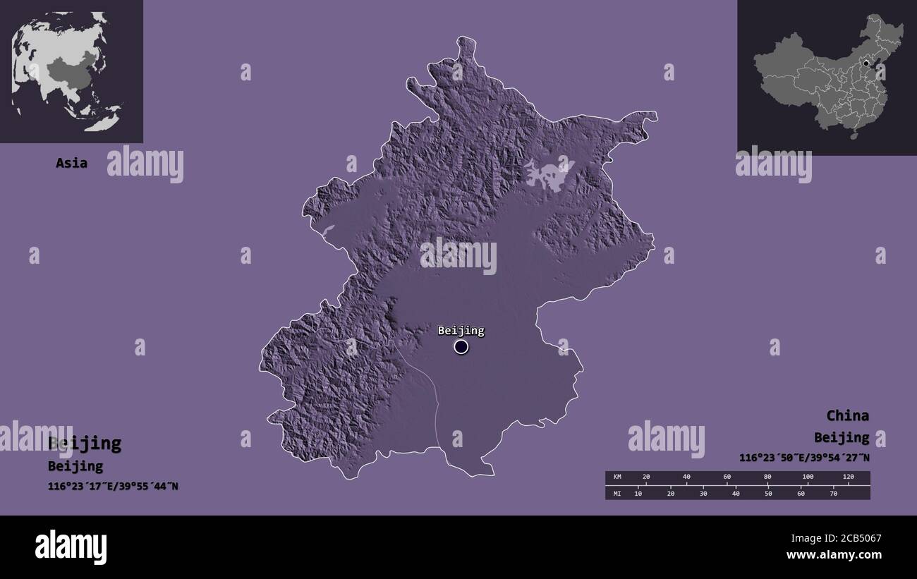 Shape of Beijing, municipality of China, and its capital. Distance ...