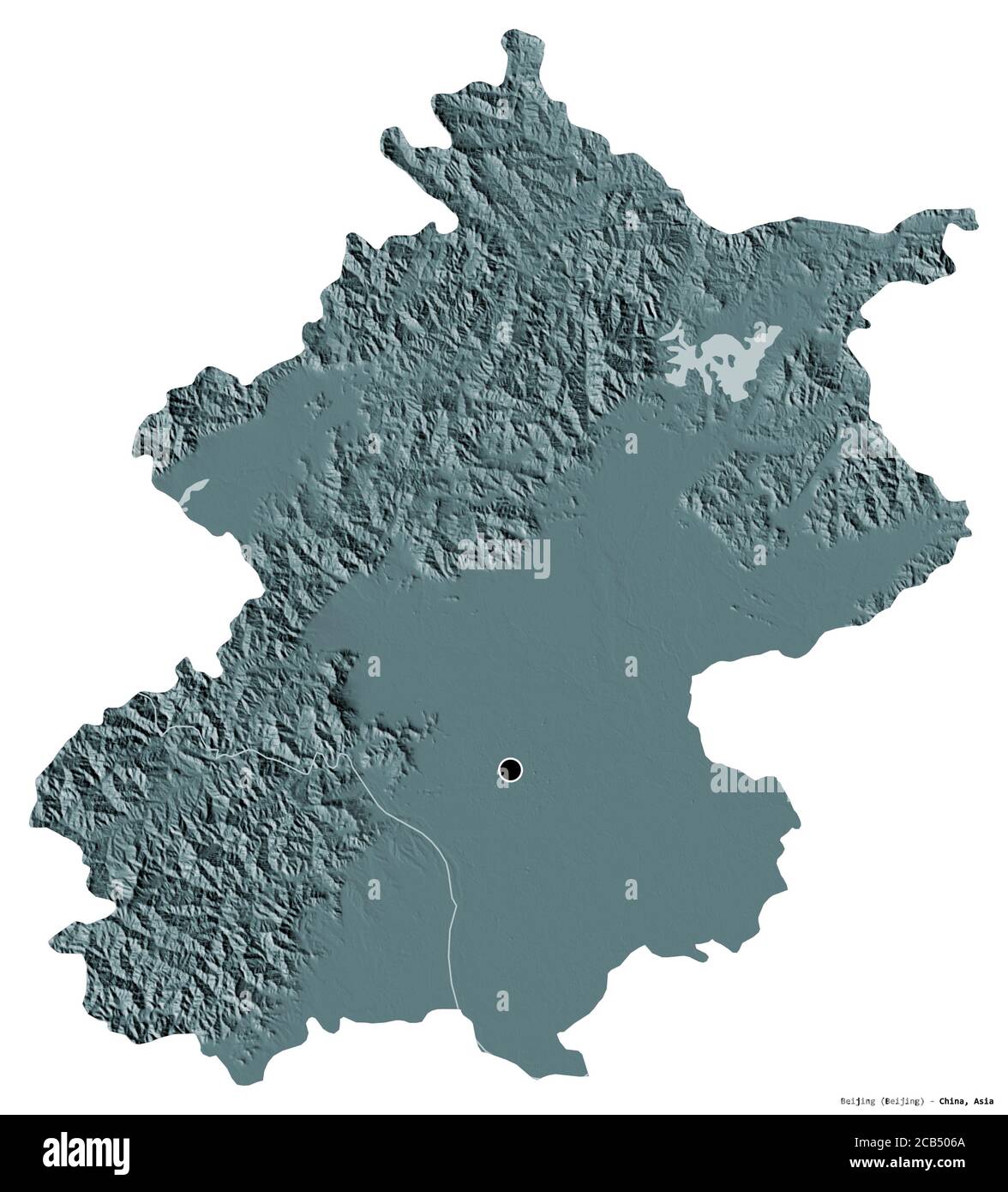 Shape of Beijing, municipality of China, with its capital isolated on ...