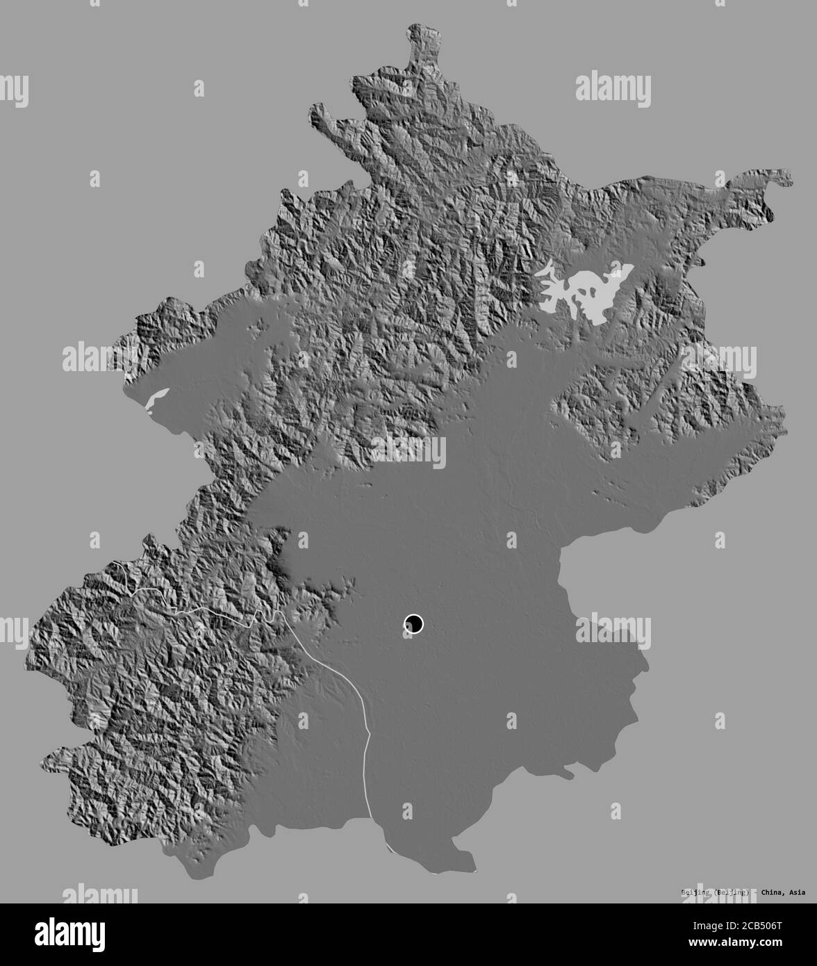Shape of Beijing, municipality of China, with its capital isolated on a ...