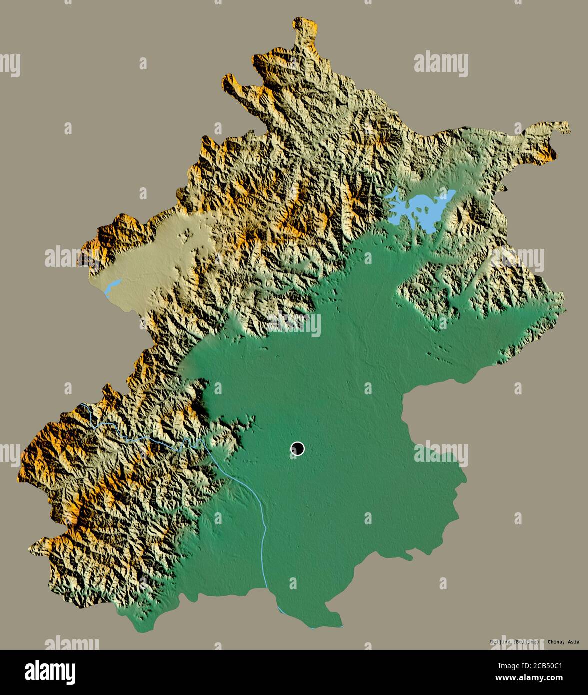 Shape of Beijing, municipality of China, with its capital isolated on a ...